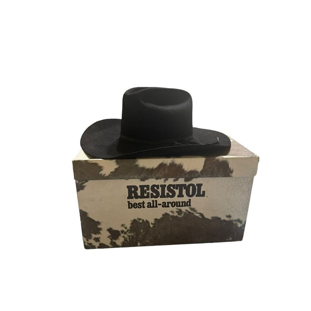 Tuff Resistol Western Cowboy Hat Black Felt Vtg Size … - Gem